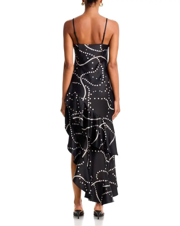 Aqua Sleeveless High-low Polka Dot Ruffled Dress