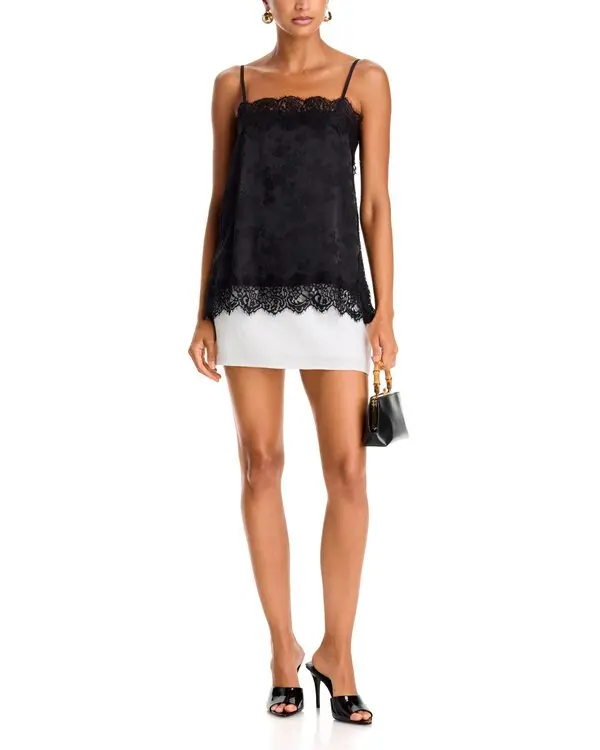 Aqua Floral Jacquard Lace Satin Tank Top Exclusive
