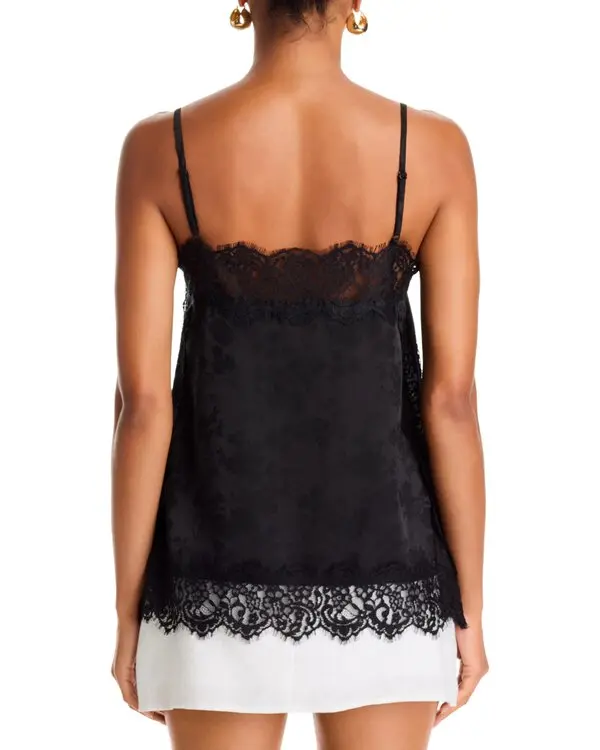 Aqua Floral Jacquard Lace Satin Tank Top Exclusive