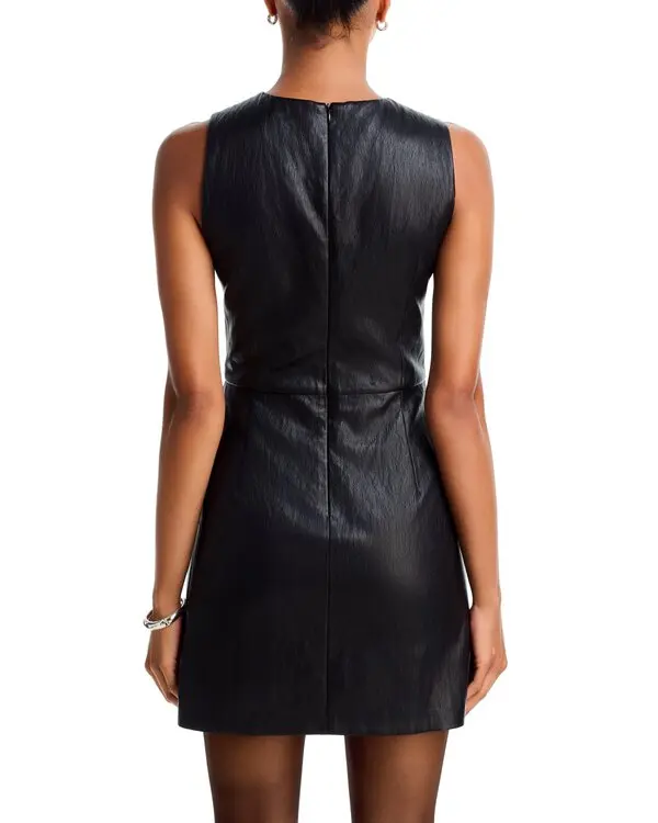 Aqua Faux Leather Sleeveless Mini Dress