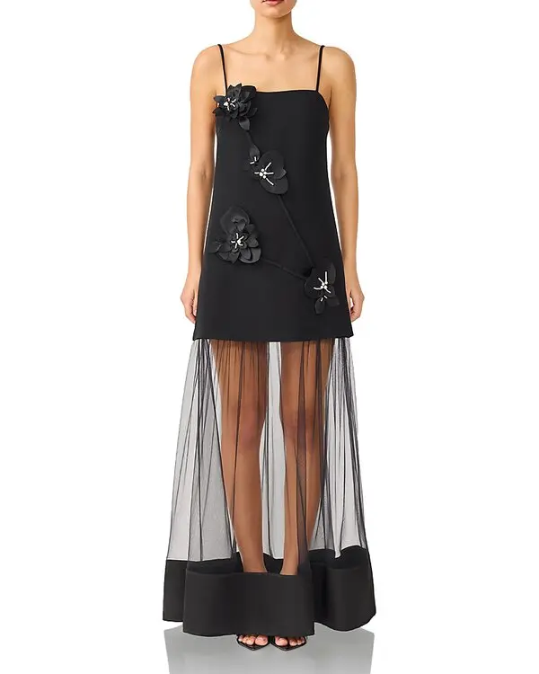 ELLIATT Reina 3d Floral Maxi Dress - Black