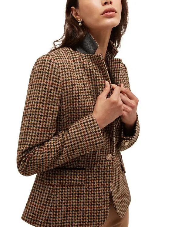 HOBBS LONDON Adeline Wool Houndstooth Jacket