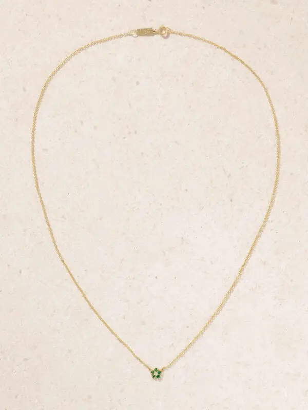 JENNIFER MEYER Mini Flower 18-karat Gold, Emerald And Diamond Necklace
