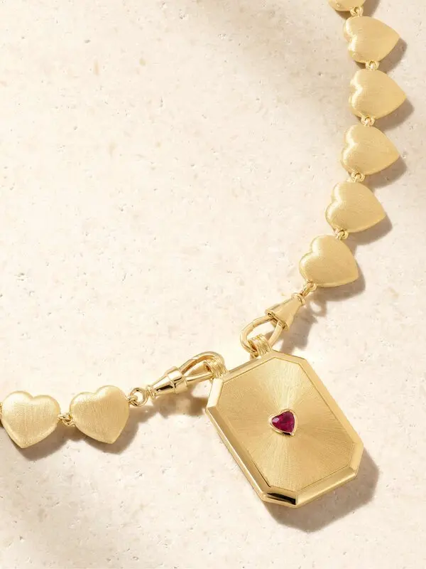 MARIE LICHTENBERG 18-karat And Ruby Love Scapular Necklace - Gold