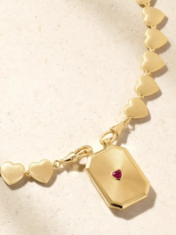 MARIE LICHTENBERG 18-karat Ruby Love Scapular Necklace - Gold
