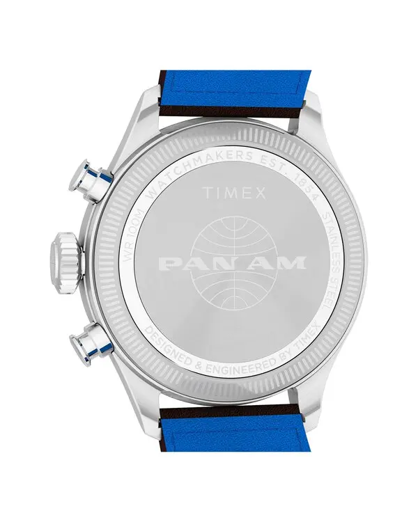 TIMEX X Pan Am Waterbury Ace Chronograph Leather Strap Watch, 41mm