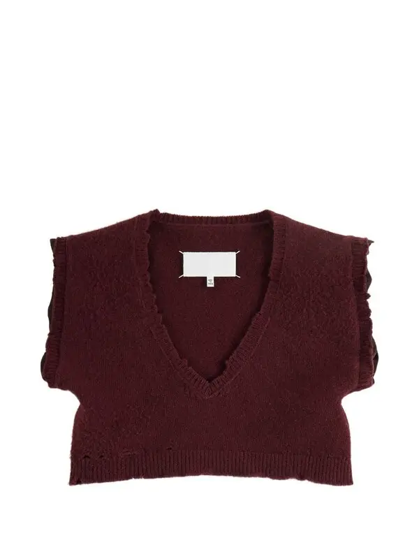 MAISON MARGIELA Cotton Cropped Top - Red