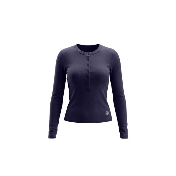 BE ATHLETICA Essential Long-sleeve Henley Top Navy - Blue