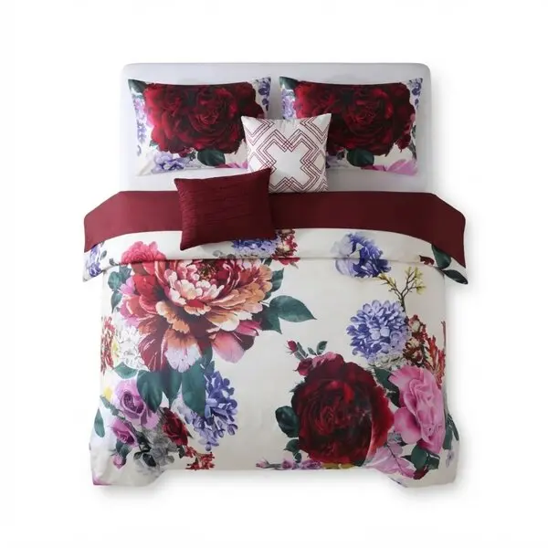 PURE PARIMA Bebejan Magenta Floral Reversible Comforter Set