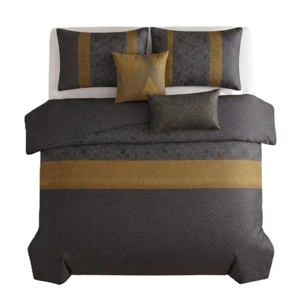 PURE PARIMA Bebejan Golden Hex Reversible Comforter Set - Grey