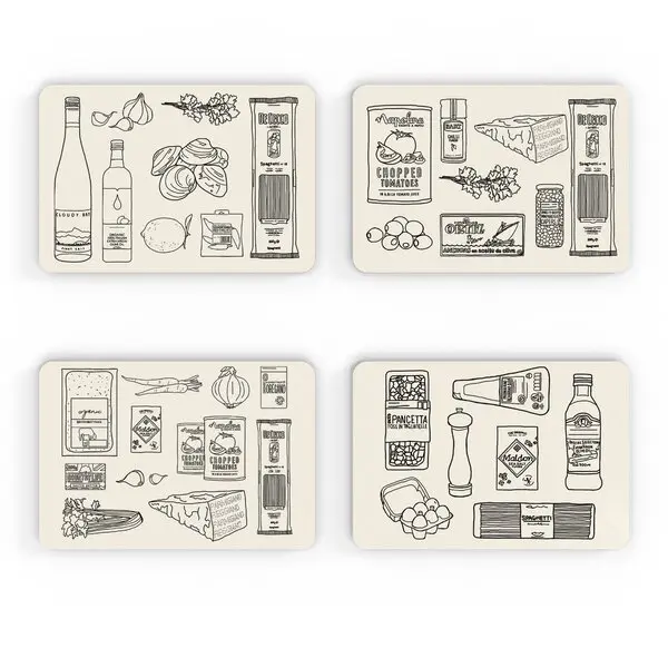 QUITE NICE CLOTHING Neutrals Pasta Placemats Pack Of 4 - White