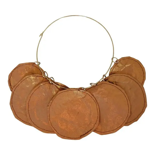 ROMER MILLINERY Metallic Silk Disc "coin" Choker Copper - Orange