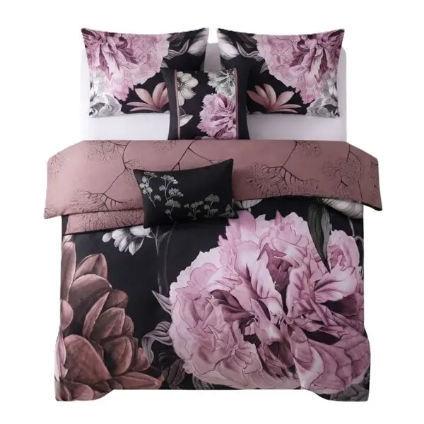 PURE PARIMA Bebejan Midnight Meadow Reversible Comforter Set - Black