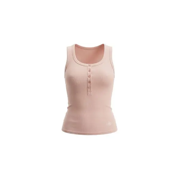 BE ATHLETICA Essential Everyday Henley Tank Top - Pink