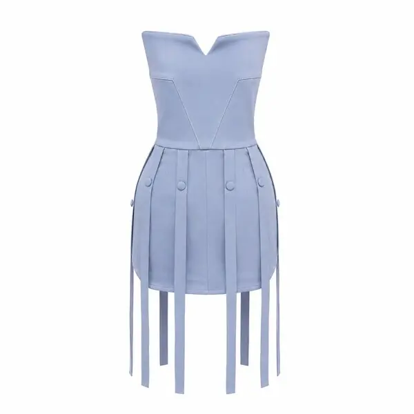 KHRIS K Denim Mini Dress - Blue
