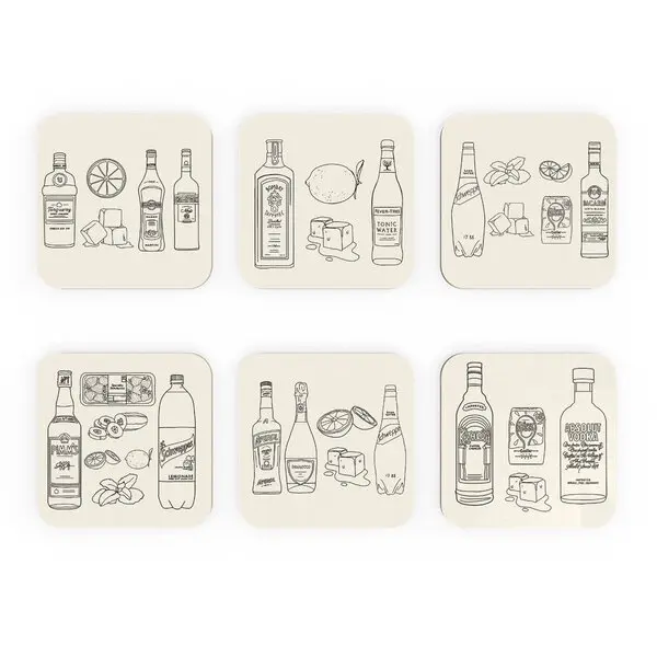 QUITE NICE CLOTHING Neutrals Summer Cocktail Coasters Pack Of 6 - White