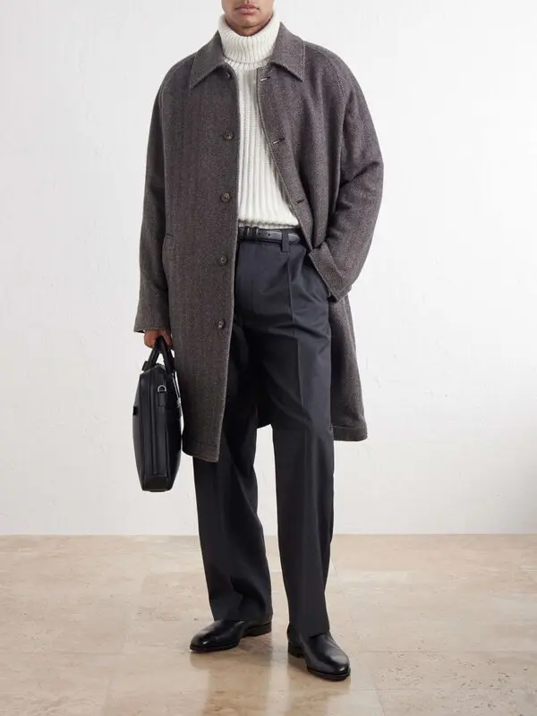 Eleventy Herringbone Cashmere Coat