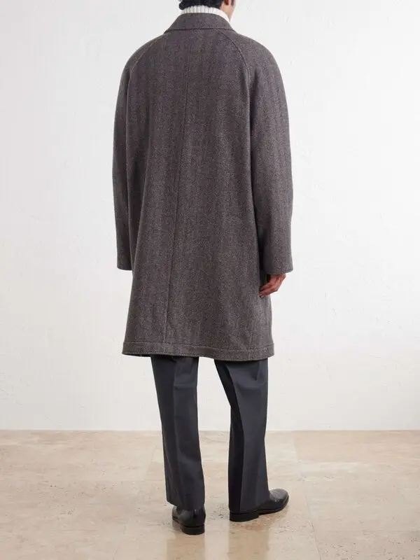 Eleventy Herringbone Cashmere Coat