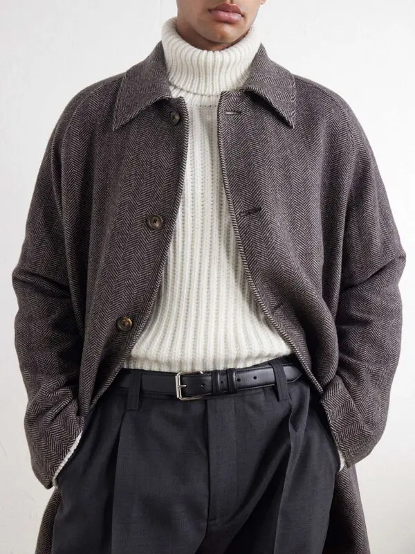 Eleventy Herringbone Cashmere Coat