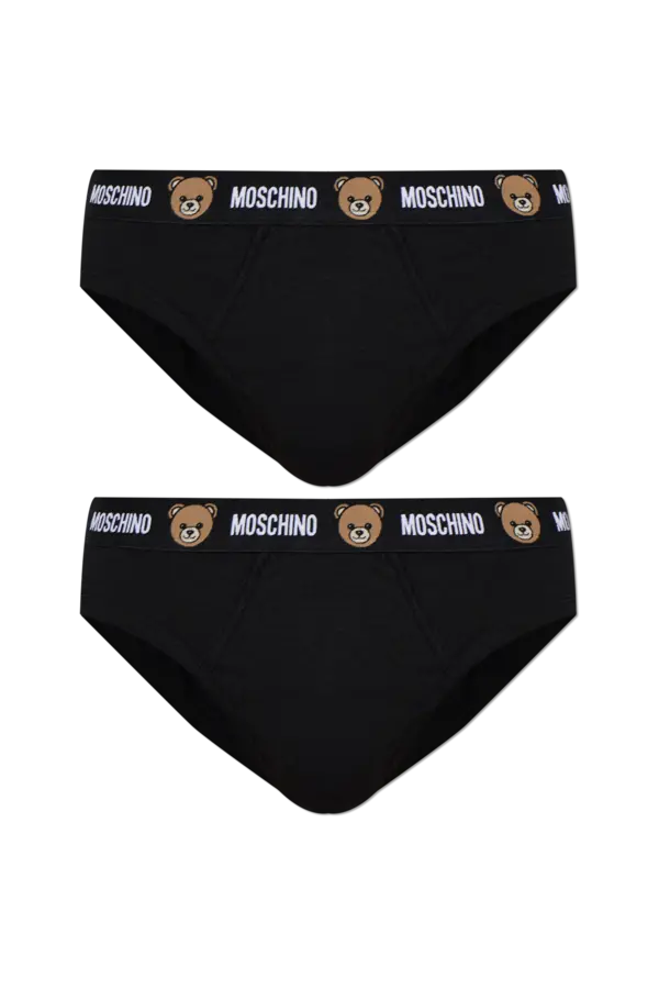 Moschino Two-pack Of Cotton Briefs With Logo - Black