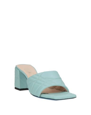 LORIBLU Turquoise Leather Slide Sandals