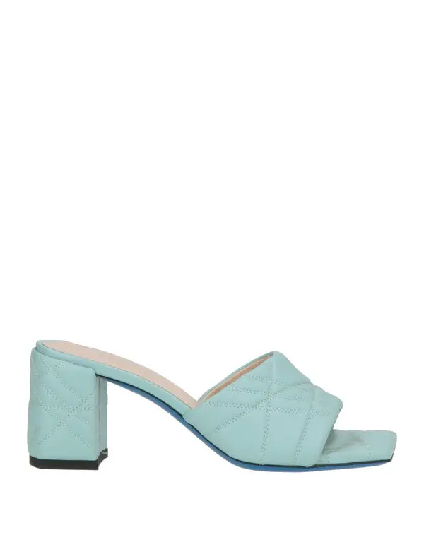 LORIBLU Turquoise Leather Slide Sandals