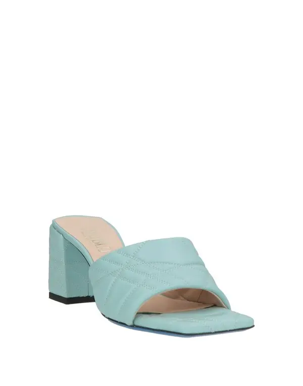 LORIBLU Turquoise Leather Slide Sandals