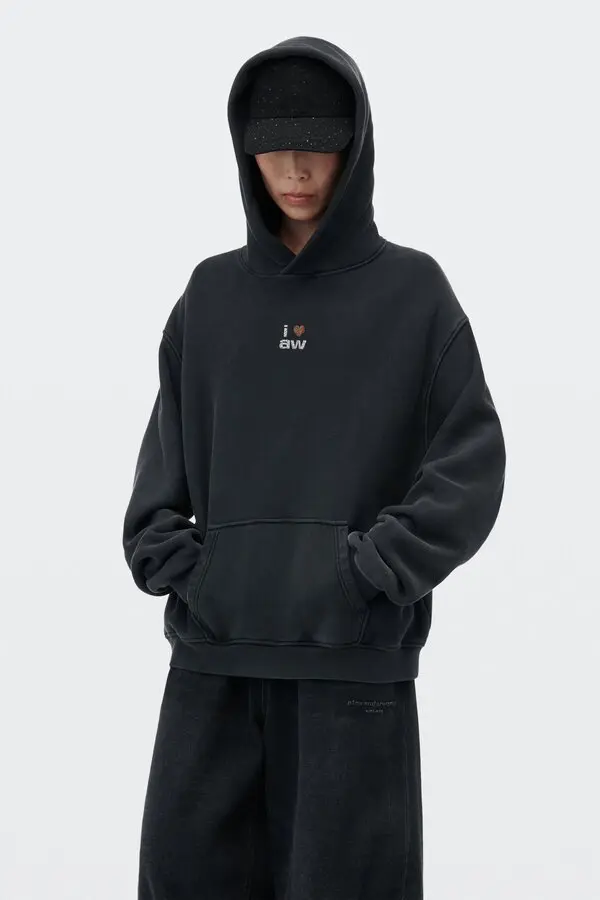 Alexander Wang Crystal Hotfix I Heart Aw Hoodie