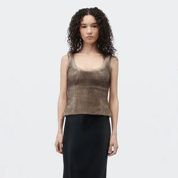 Alexander Wang Faux Fur Fitted Tank - Grey