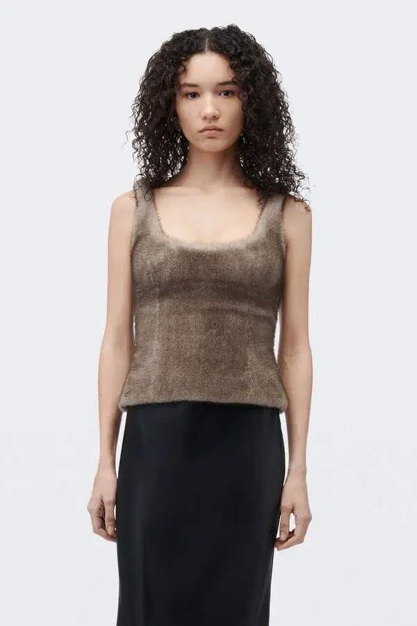 Alexander Wang Faux Fur Fitted Tank