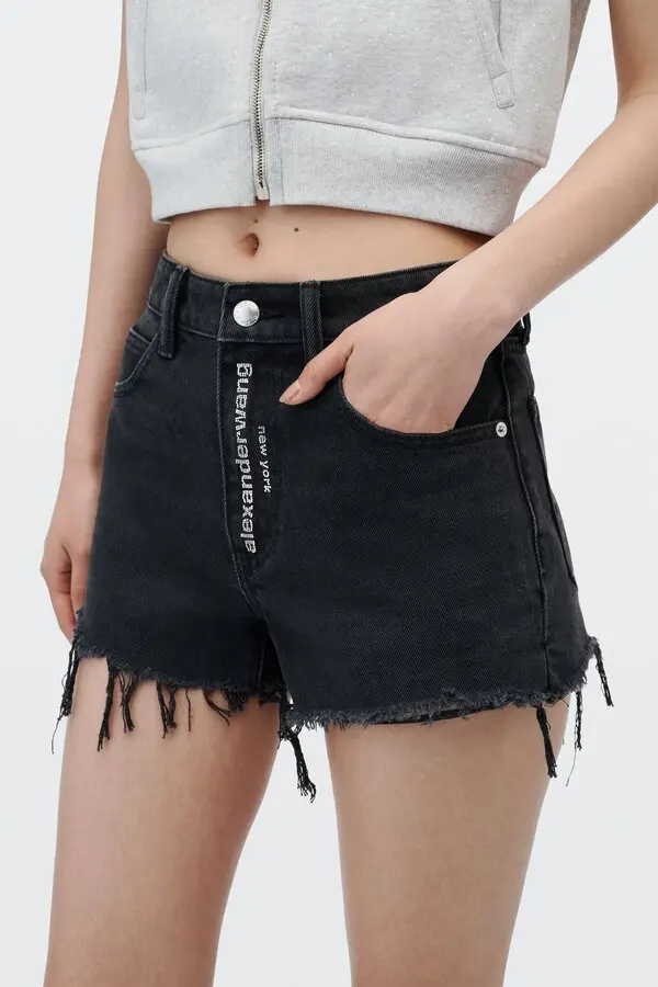 Alexander Wang Crystal Hotfix Logo Fly Relaxed Short