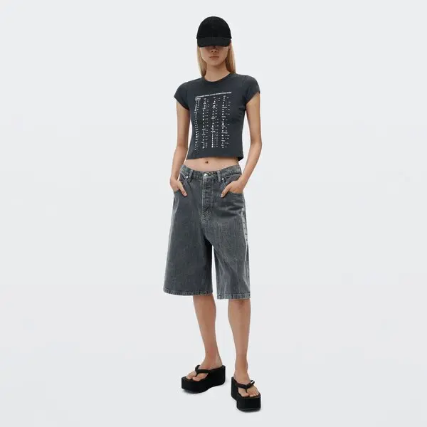 Alexander Wang Low Rise Board Short With Graphic - Deep Washed Grey