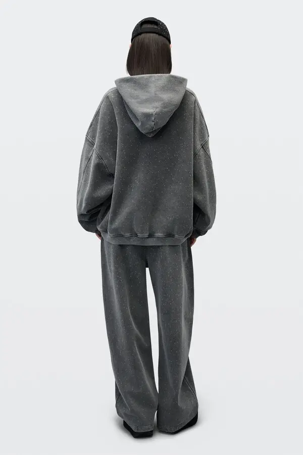 Alexander Wang All-over Crystal Oversized Zip Up Hoodie