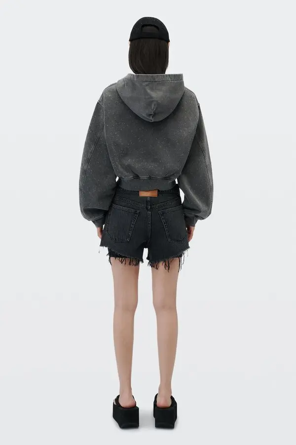 Alexander Wang Crystal Hotfix Zip Up Hoodie