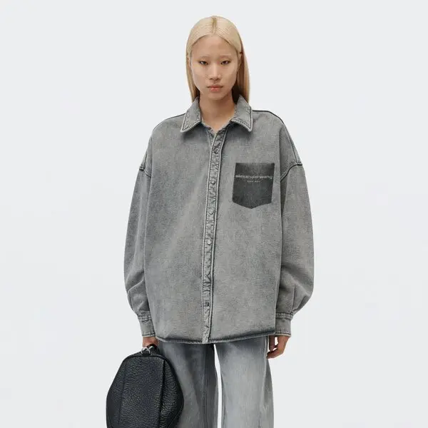 Alexander Wang Shadow Pocket Button Down Shirt - Washed Grey