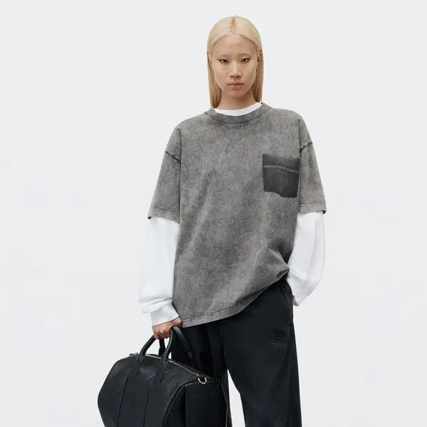 Alexander Wang Shadow Pocket Tee - Washed Grey