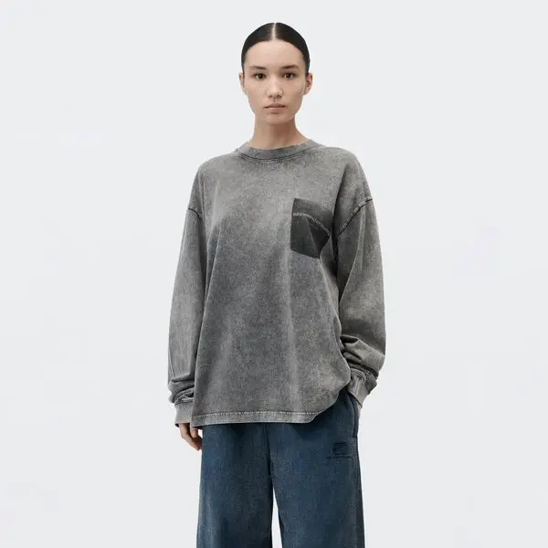 Alexander Wang Shadow Pocket Long Sleeve Tee - Washed Grey
