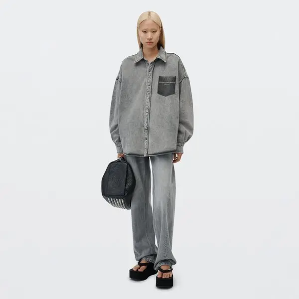 Alexander Wang Float Shadow Pocket Mid-rise Relaxed Jean - Washed Grey