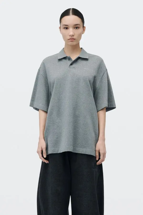 Alexander Wang Crystal Hotfix Short Sleeve Polo