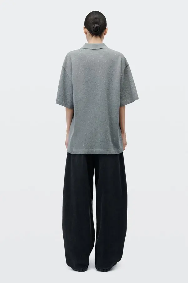 Alexander Wang Crystal Hotfix Short Sleeve Polo
