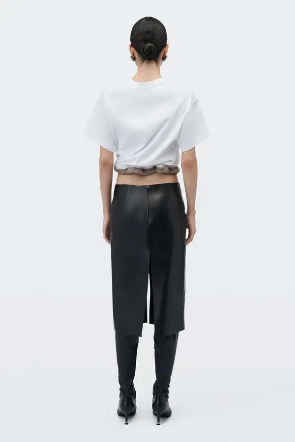 Alexander Wang Faux Fur Trim Short Sleeve Tee
