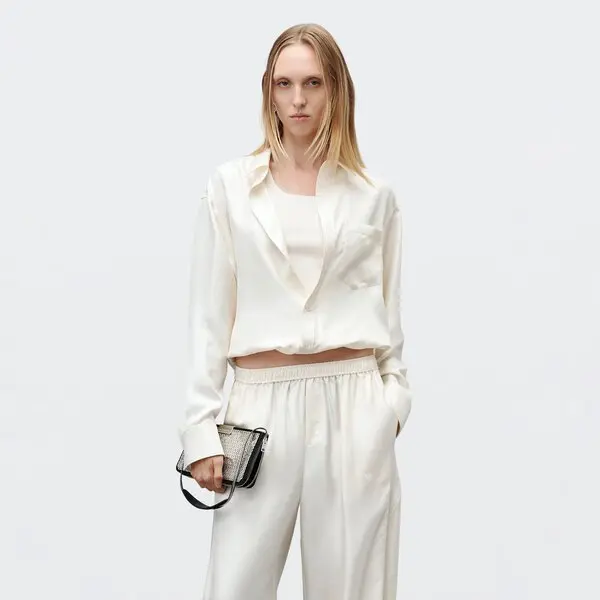Alexander Wang Silk Layered Cami Shirt Top - Ivory