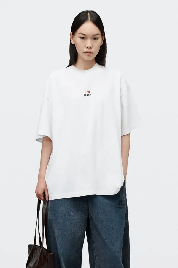 Alexander Wang Crystal Hotfix I Heart Aw Oversized Tee