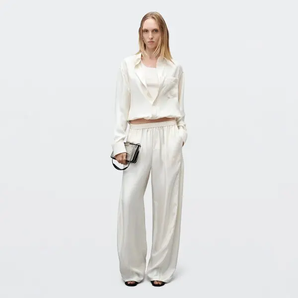 Alexander Wang Silk Mid-rise Track Pant - Ivory