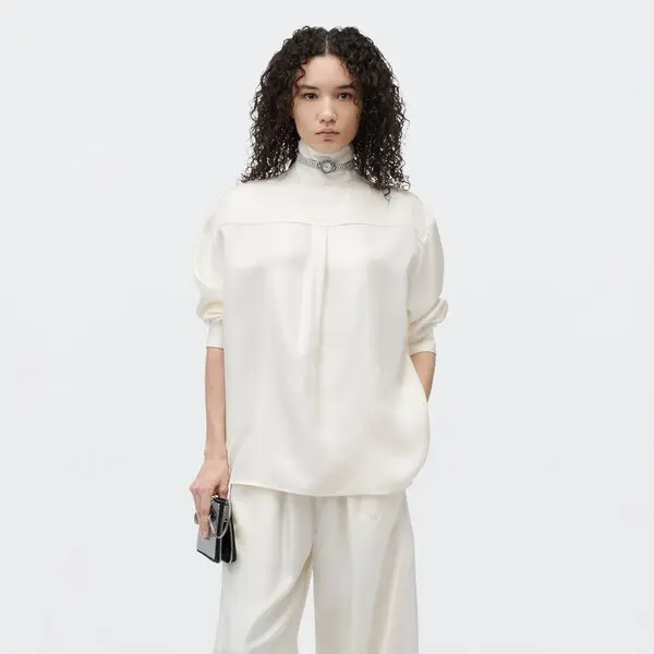 Alexander Wang Silk Reverse-detail Shirt - Ivory