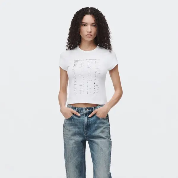 Alexander Wang Crystal Graphic Fitted Tee - White