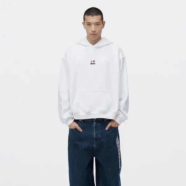 Alexander Wang Crystal Hotfix I Heart Aw Hoodie - White