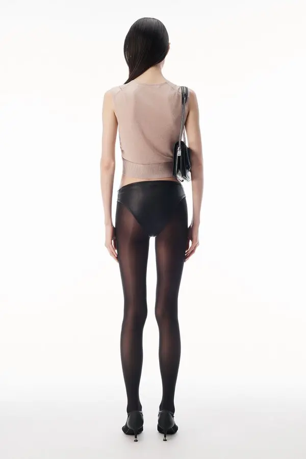 Alexander Wang Crystal Hotfix Deep V-neck Knotted Tank
