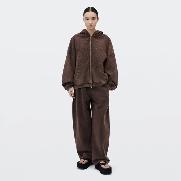 Alexander Wang Crystal Hotfix Mid-rise Oversized Sweatpant - Dark Brown