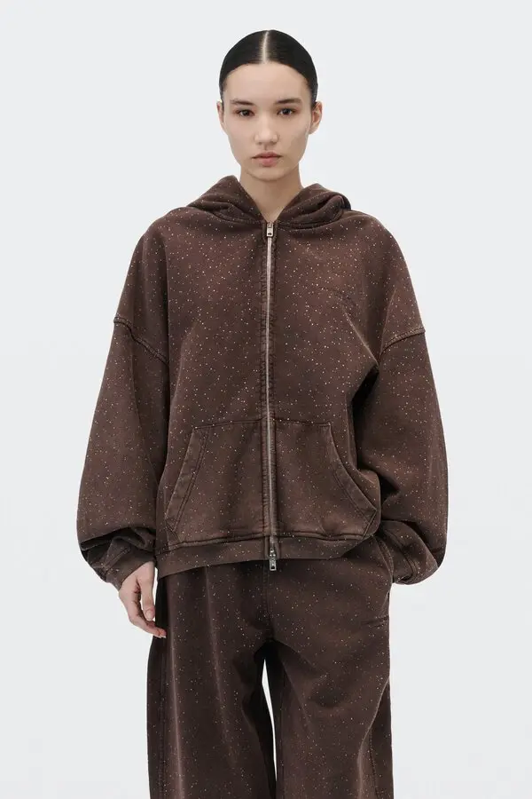 Alexander Wang All-over Crystal Oversized Zip Up Hoodie